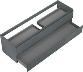Mexen Rivel, koupelnová skříňka 160 cm, 2 zásuvky, drážkovaná, grafitová matná, 91A20-16047-2-BFF66