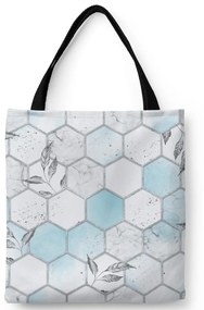 Nákupní taška Jemné šestiúhelníky - kompozice v odstínech bílé a modré barvy