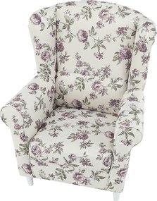 relaxační křeslo, ušák, dřevo/látka, nohy bílé/potah rose 18, Tempo Kondela CHARLOT
