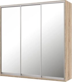 Skříň 3D 1800x2400x600, 3 zrcadla, Světlý dub sonoma