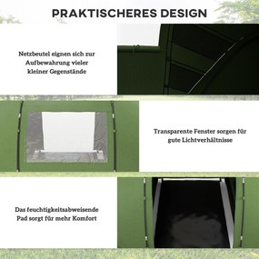 Tunelový stan pro 4-6 osob, kempinkový stan s dveřmi, podlážka, 2000 mm vodotěsná zelená barva
