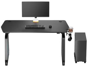 Herní stůl UTRADESK BOOSTER - 136 cm, podsvícený, černý