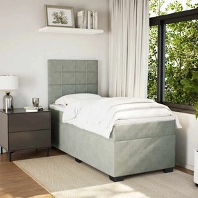 Box spring postel s matrací světle šedá 90x190 cm samet 3293086