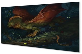 Obraz na skle Zelený drak v lese 140x70 cm