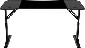 Pevný herní stůl 140x60cm melamin LT-H1214 BK, RGB LED, výběr výšky