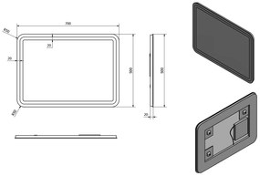 Sapho, NYX LED podsvícené zrcadlo 500x700mm, NY050