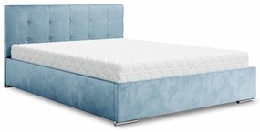 Manželská postel 160 cm Lonnie (modrá) (s roštem a úložným prostorem). 1047086