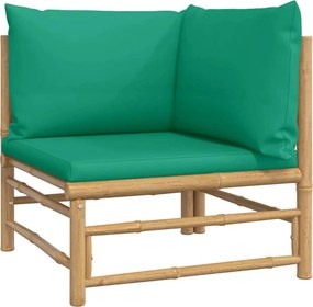 vidaXL 3dílná zahradní sedací souprava s poduškami bambus [3155151] Barva polštáře: Zelená