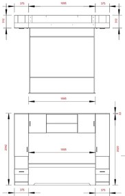 Postel s úložnými prostory Vendy 82 180x200 cm