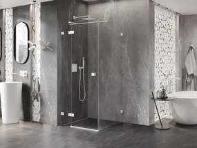 Mexen Lunar T, sklápěcí sprchový kout levý 100 x 100 cm, 8mm čiré sklo, bílý profil, 834T-100-100-20-00-L
