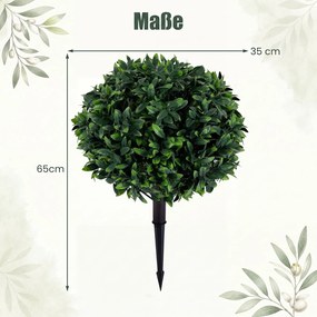 Costway Sada 2 umělých olivovníků 65 cm odolných vůči povětrnostním vlivům