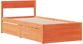 Postel se zásuvkami a matrací voskově hnědá 90x200 cm borovice 3281909