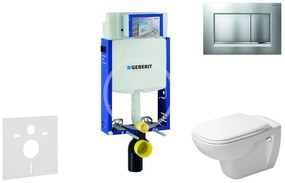 Geberit - Modul pro závěsné WC s tlačítkem Sigma30, matný chrom/chrom + Duravit D-Code - WC a sedátko, Rimless, SoftClose