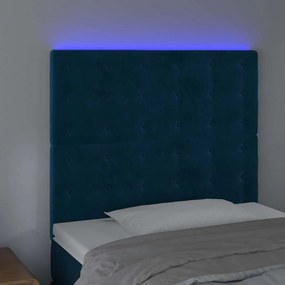 Čelo postele s LED tmavě modré 90x5x118/128 cm samet 3122898