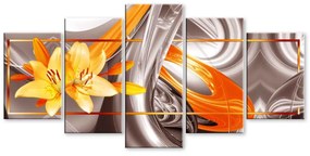 Abstraktní obraz lilie Orange Velikost (šířka x výška): 150x75 cm
