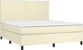 Box spring postel s matrací krémová 160x200 cm umělá kůže 3142733