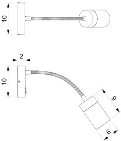Nástěnné svítidlo Joker, 1x chromové/černé kovové stínítko, b, vypínač