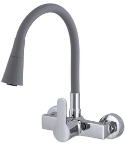 Gamma Flex 3000, nástěnná dřezová baterie s flexibilním ramenem, šedá-chromová, GMA-BFXS-3000G