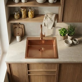 Kuchyňský nerezový dřez REA LEO 50 BRUSH COPPER kartáčovaná měď