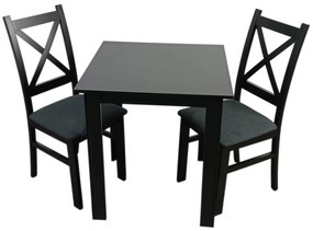 Jídelní sestava 2+1 TOMEK 70x70 cm černá/potah Moric 8