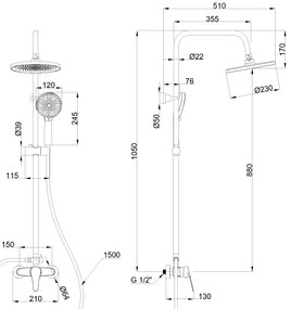 Invena Kalymnos, sprchová souprava s pákovou baterií, černá matná, INV-AU-28-004-V