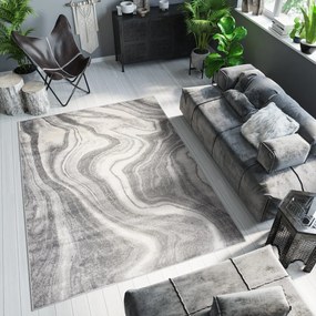 Světle šedý designový koberec s abstraktním vzorem Šířka: 80 cm | Délka: 150 cm