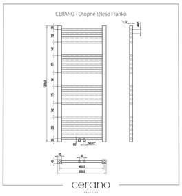 CERANO - Topné těleso Franko - kombinovaný D5 - 392W - černá matná - 1200x500 mm