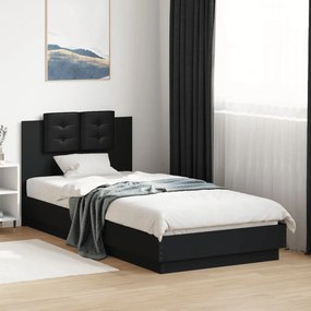 Rám postele s čelem černý 100 x 200 cm kompozitní dřevo 3209934
