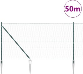 Hexagonální plot s podpěrou 50 x 1,4 m Ocel potažená PVC Zelená 3353140
