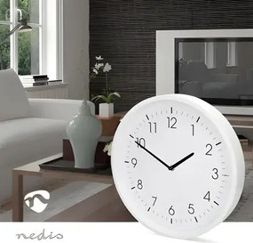 Nedis Nástěnné hodiny bílá / Průměr: 360 mm / ABS / Tichý pohyb