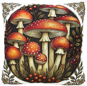 Dekorační polštář s motivem muchomůrek - 45*45*4 cm