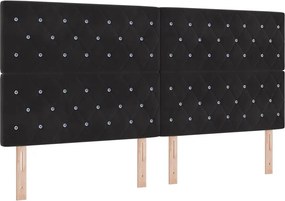 Postel s boxspringem s matrací s čelo Černý 200 x 200 cm samet 3340894
