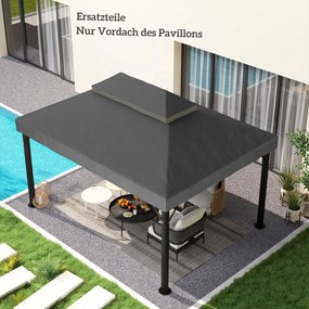 Náhradní stříška Outsunny pro altán 4 x 3m, dvojitá střecha s odtokovými otvory, vysoká hustota 370g/m² polyester, UPF30+ ochrana proti slunci, POUZE…
