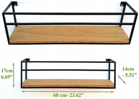 Nástěnná police Kisa 60 cm černá/hnědá