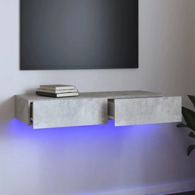 TV skříňka s LED osvětlením betonově šedá 90 x 35 x 15,5 cm