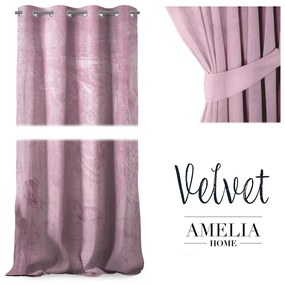 Závěs AmeliaHome Velvet 140x270 cm růžový