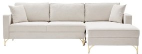 Hanah Home Rohová pohovka BERLIN krémová se zlatou pravá 258 cm