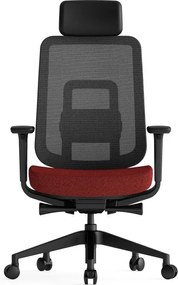 Kancelářská ergonomická židle K42  SP – síť/ čalouněná, červená