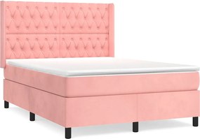 Box spring postel s matrací růžová 140x190 cm samet 3132860