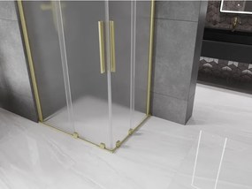 Mexen Velar Duo, sprchový kout s posuvnými dveřmi 100 x 90 cm, 8mm sklo námraza, zlatá matná, 871-100-090-32-55