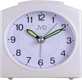 JVD Bílý ručkový netikající budík s plynulým chodem (ciferník hodinek) JVD SRP8603.3