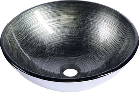 Sapho Sapho, DAMAR skleněné umyvadlo na desku Ø 42 cm, tmavě šedá/stříbrná, 2501-20