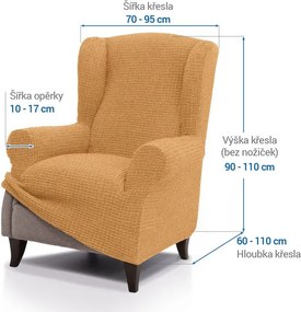 Super strečové potahy  RUBINIA zlatá křeslo ušák (š. 70 - 95 cm)