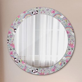 Kulaté dekorativní zrcadlo Panda unicorn fi 70 cm