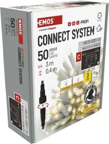 Propojovací vánoční řetěz bez zdroje EMOS Connecting D2CW04 50LED krápníky 3m teplá bílá částečně blikající