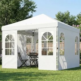 Outsunny skládací altán 3x3 m Pop-up s UPF50+ 4 odnímatelné boční díly nastavitelné výšky a cestovní taška bílá