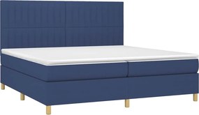 Box spring postel s matrací a LED modrá 200x200 cm textil 3135627