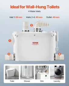 Čerpadlo macerátoru, 500 W, průtok 6600 l/h, výška 8 m