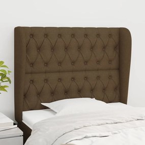 Čelo postele typu ušák tmavě hnědé 103x23x118/128 cm textil 3118285