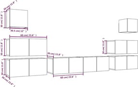 8dílný set TV skříněk kouřový dub kompozitní dřevo 3120290